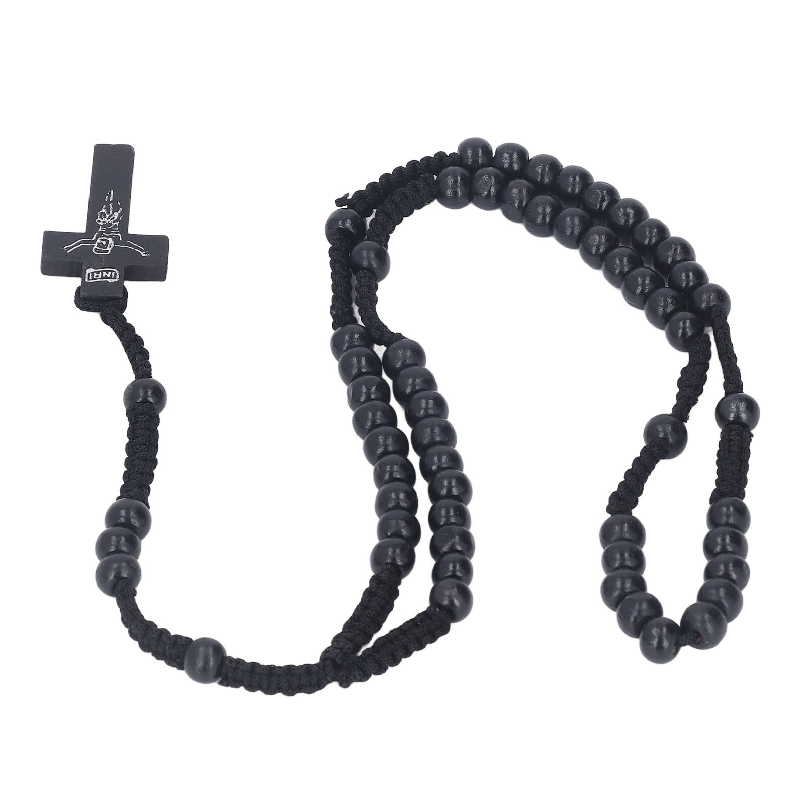 10 шт. деревянные четки с изображением Иисуса в католическом стиле унисекс, натуральные деревянные бусины, крест, четки, ожерелье, ювелирные изделия для мужчин и женщин, черные