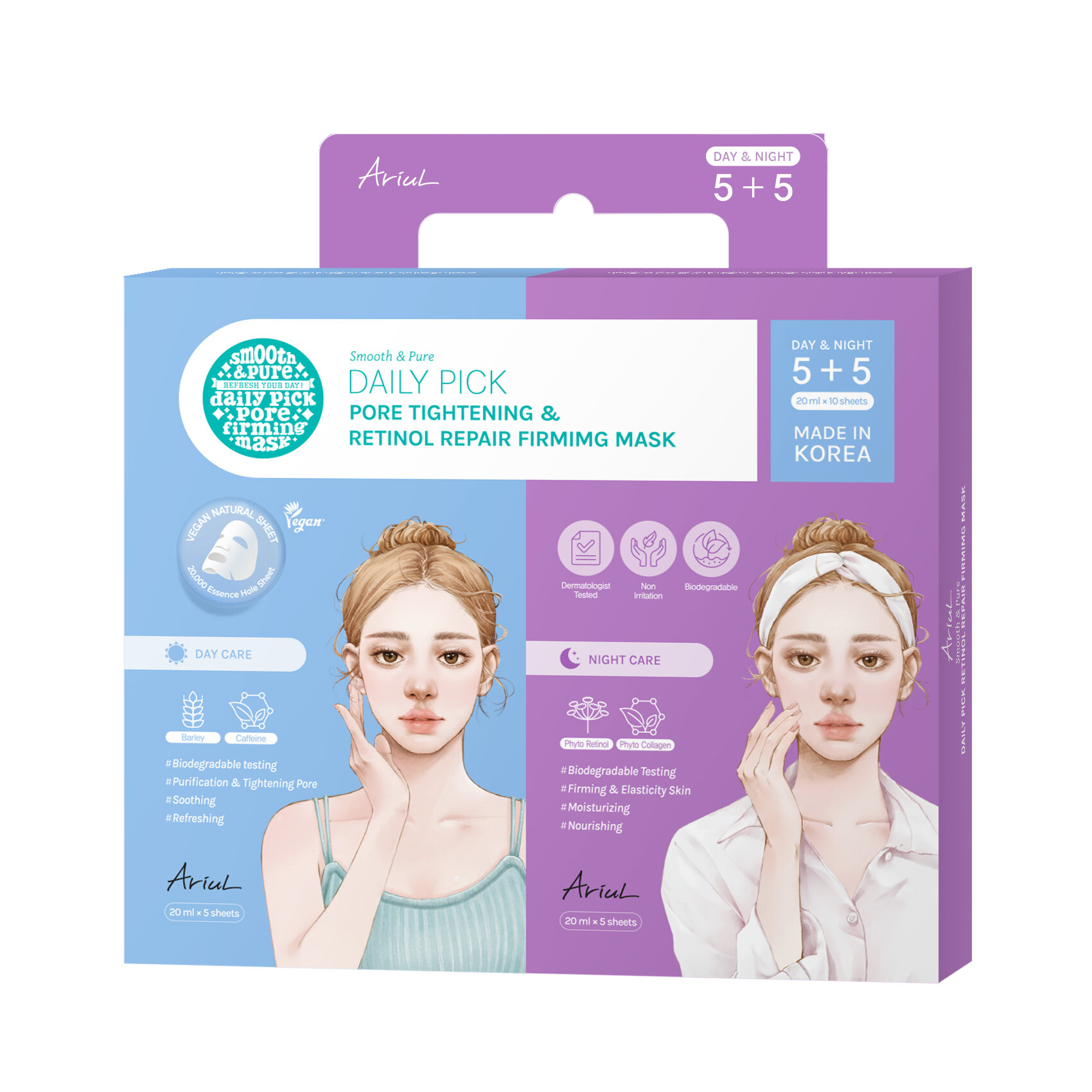 Ariul Набор Масок PORE TIGHTENING & RETINOL Repair FIRMING MASK 20ML*10EA