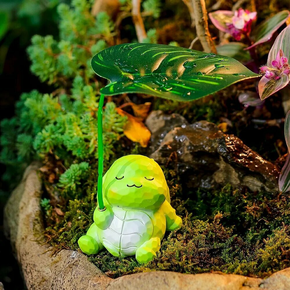 Листья для прохлады, украшение в виде черепахи, небольшое украшение из смолы для двора, дома и балкона