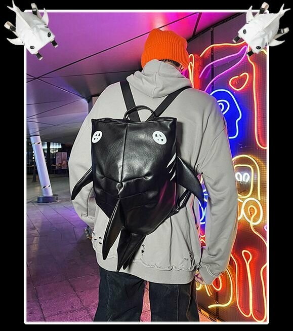 Кожаный рюкзак, похожий на акулу, подходит для подростков, мальчиков, девочек, путешествий, похода в школу