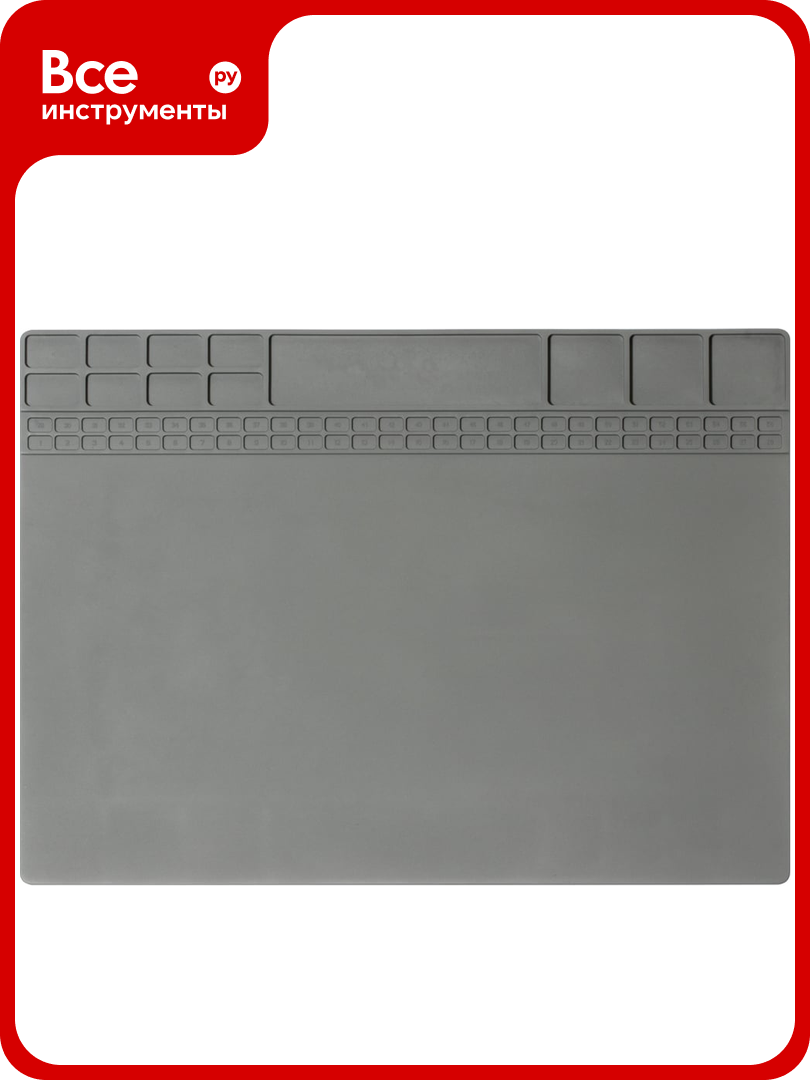 Термостойкий коврик для пайки и ремонта Т611 400x300 мм, серый QUICKO QTST611, пайки термостойкий, пайки с магнитом