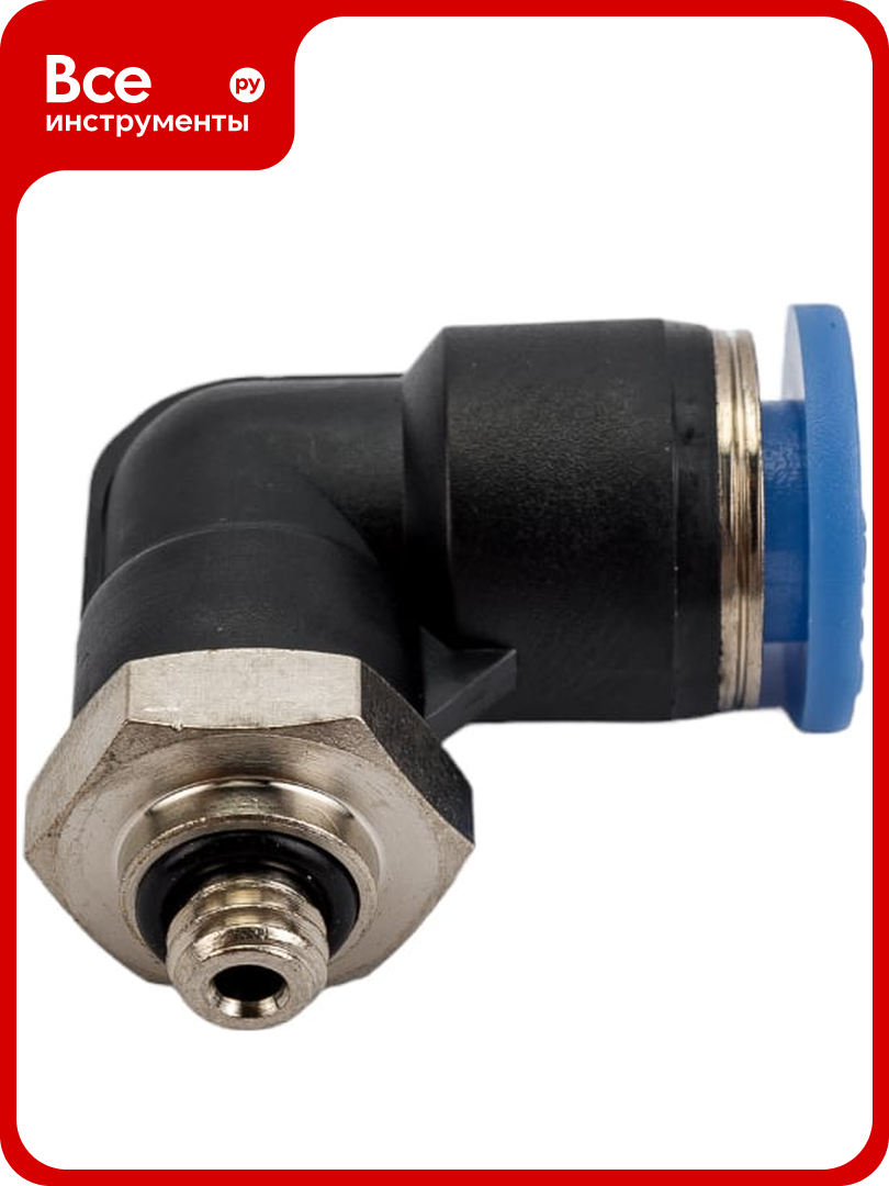 Фитинг цанговый угловой с наружной резьбой M5x0.8 для трубки диаметром 6 мм SHPI PL 06-M5