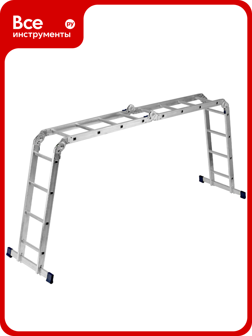 Шарнирная алюминиевая лестница СИБРТЕХ: легкая, прочная, 4 уровня, высота до 6.36 м, максимальная нагрузка 120 кг, идеальна для домашних дел и серьезных задач