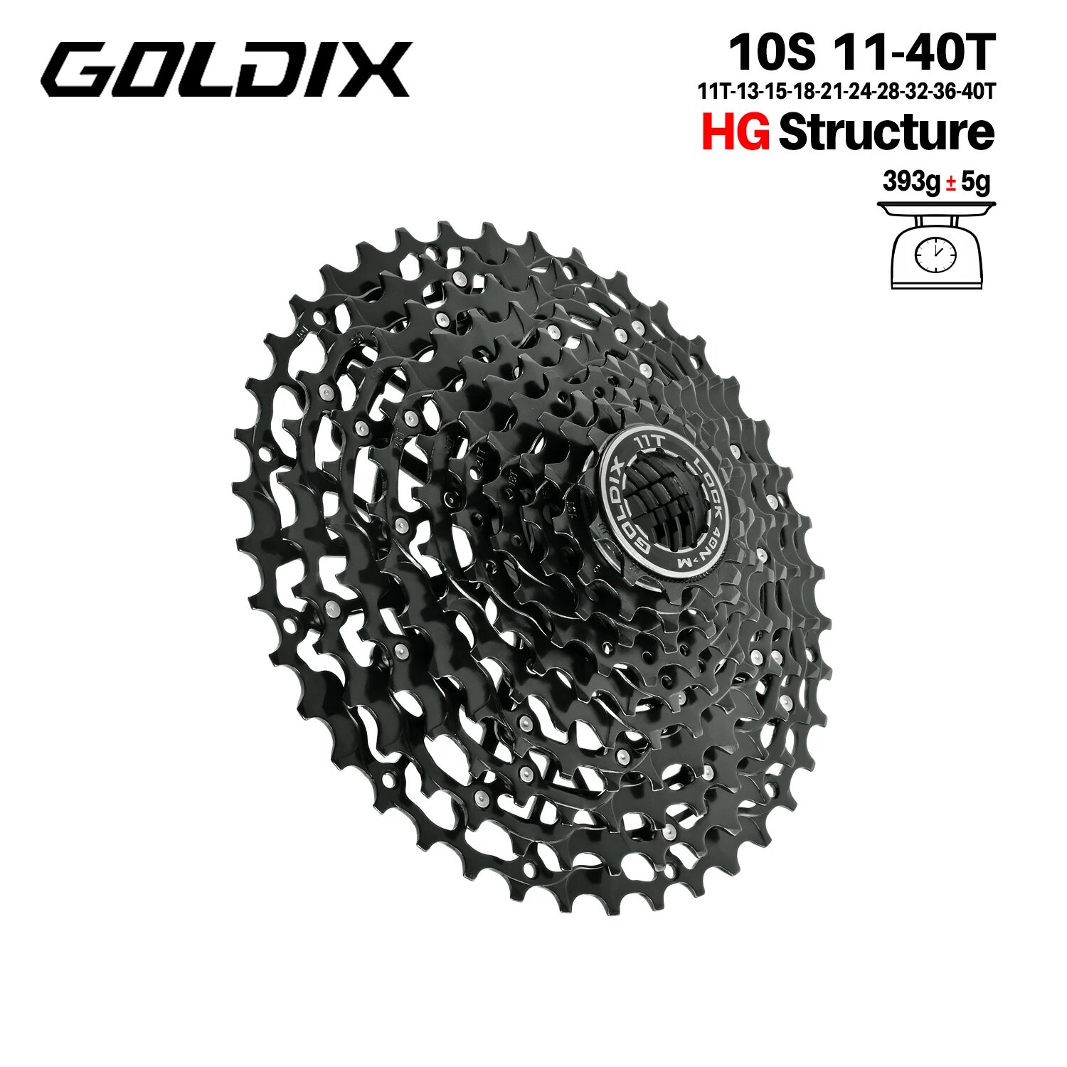 GOLDIX HG Кассетный механизм для горного велосипеда, 10 скоростей, углеродистая 10 Speed 11T-40T