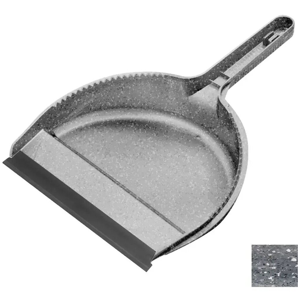 Совок для мусора с резиновой кромкой, пластик, цвет гранит светло-серый, усиленная ручка