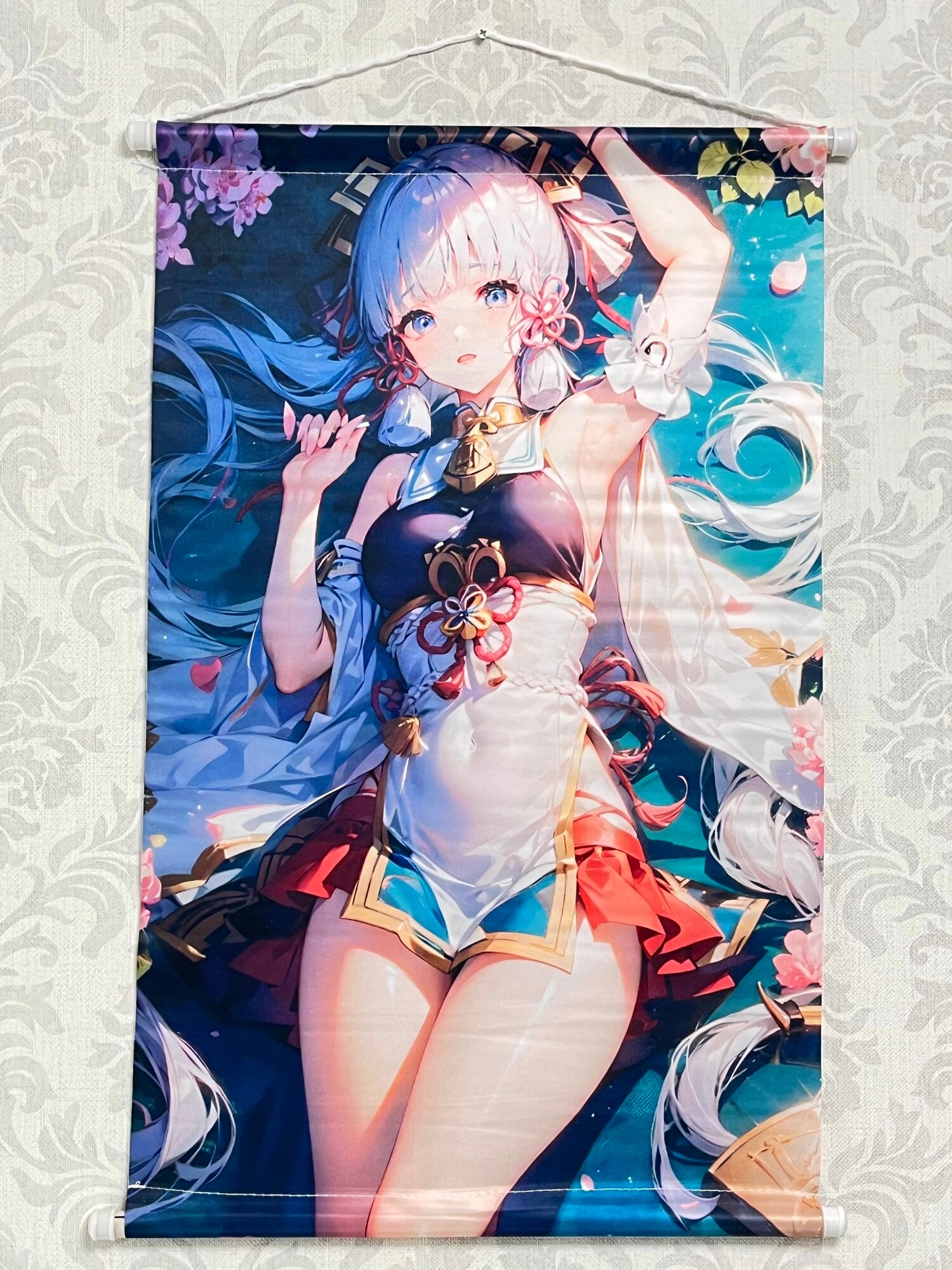 Гобелен плакат панно на стену Камисато Аяка (Ayaka Kamisato) из игры Genshin Impact 57*35 см