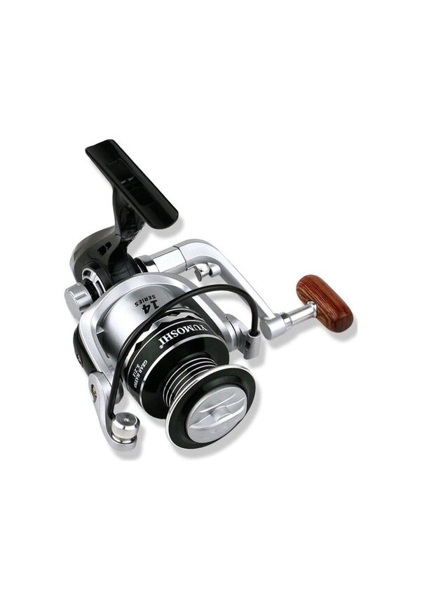 Рыболовная катушка OE3000 с металлической шпулей, передаточным числом 5,2:1, складной ручкой и деревянной ручкой