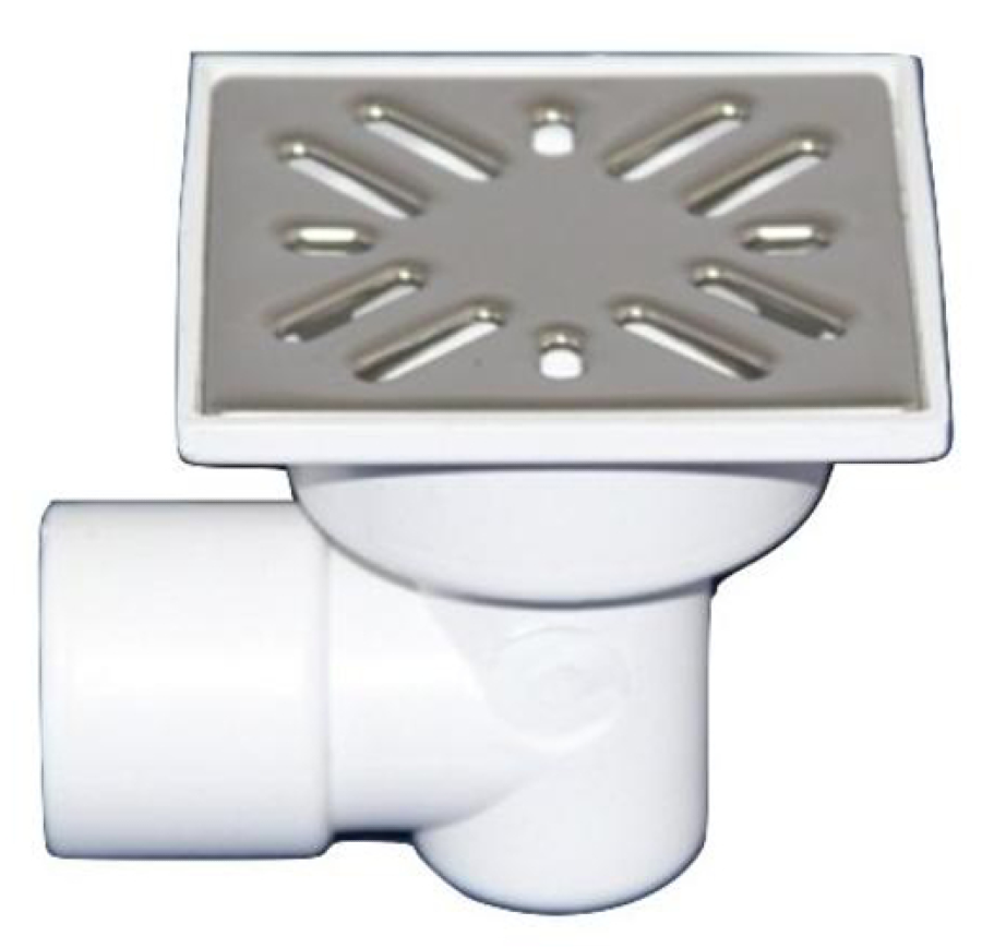 Трап для душа татполимер ПП 50 горизонтальный с гидрозатвором, из нержавеющей стали, диаметр 50мм, размером 10х10см / водоотведение и канализация