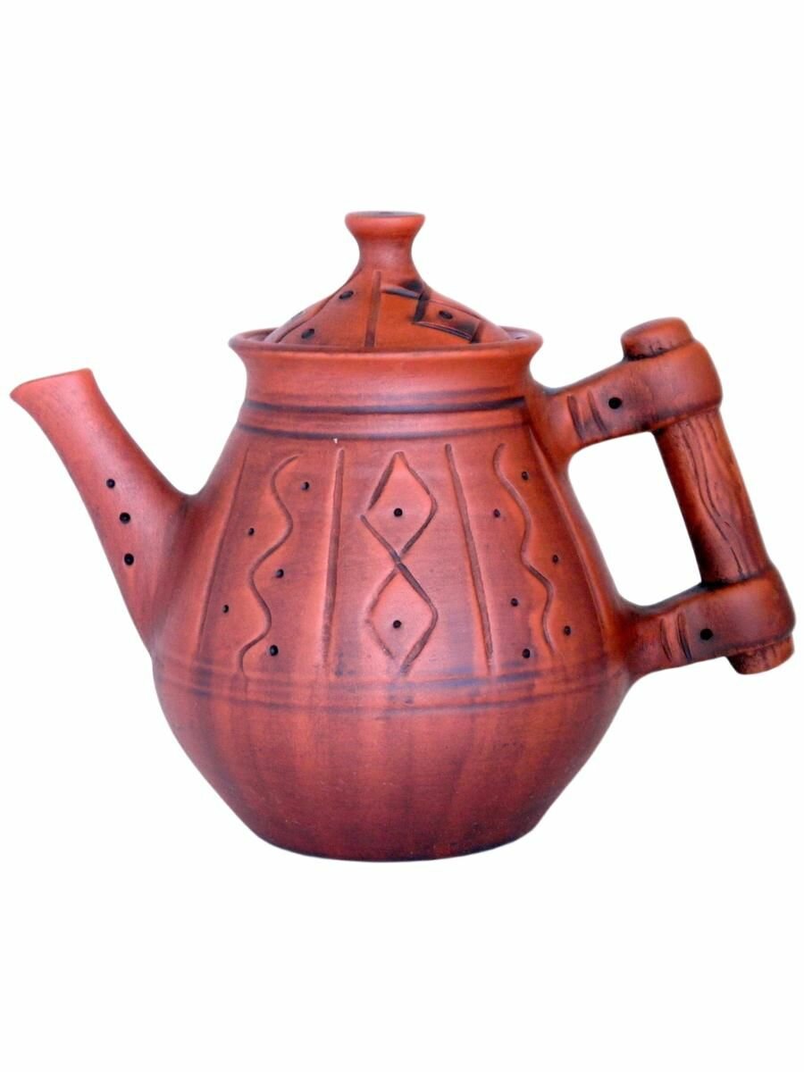 Чайник "Богатырский" + глазурь, заварочный, глина, керамика, ручная работа, 1400 мл.