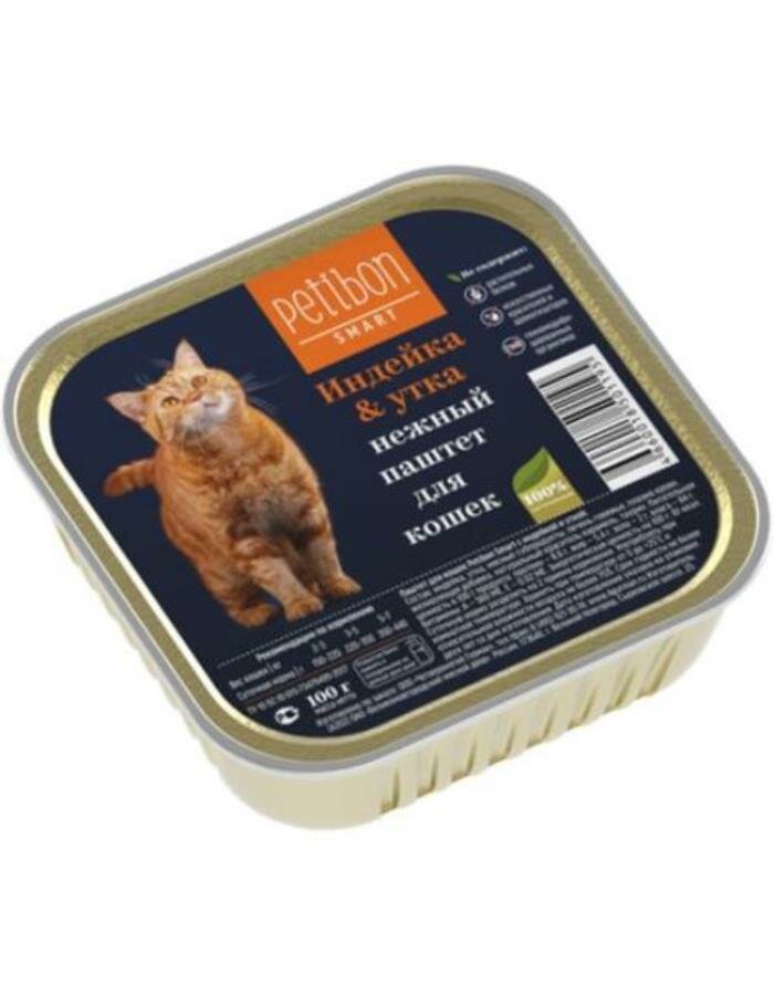 Четвероногий гурман Petibon Smart Паштет для кошек с индейкой и уткой 24х100г