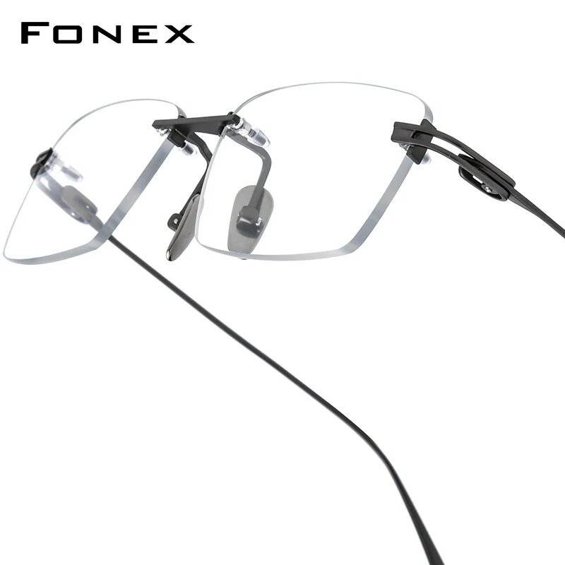 FONEX мужские титановые безрамочные очки 85914 Act-fix Gray