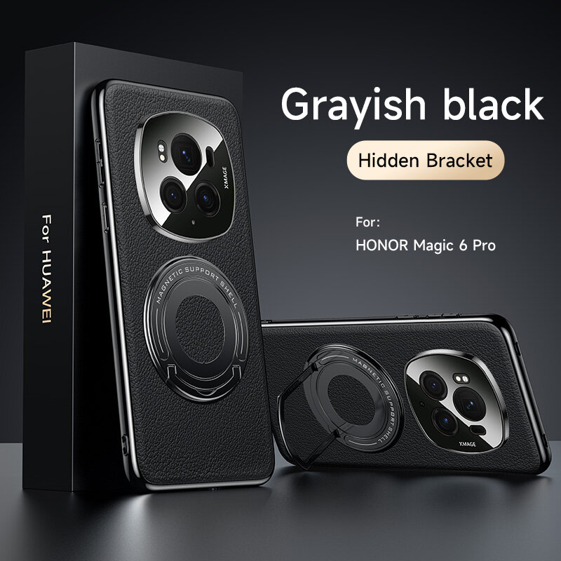 Чехол для Honor Magic 6 Pro / Хонор Меджик 6 Про с поддержкой зарядки Magsafe, soft touch,360° Полная защита, чехол-кардиомонитор, искусственная кожа, поликарбонат (PC), MagSafe, защита камеры