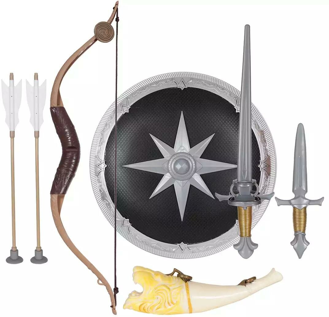 Набор оружия КНР "Рыцарь" TX232, круглый щит, меч, с звуковыми эффектами, кинжал, лук, стрелы с присоской и горн