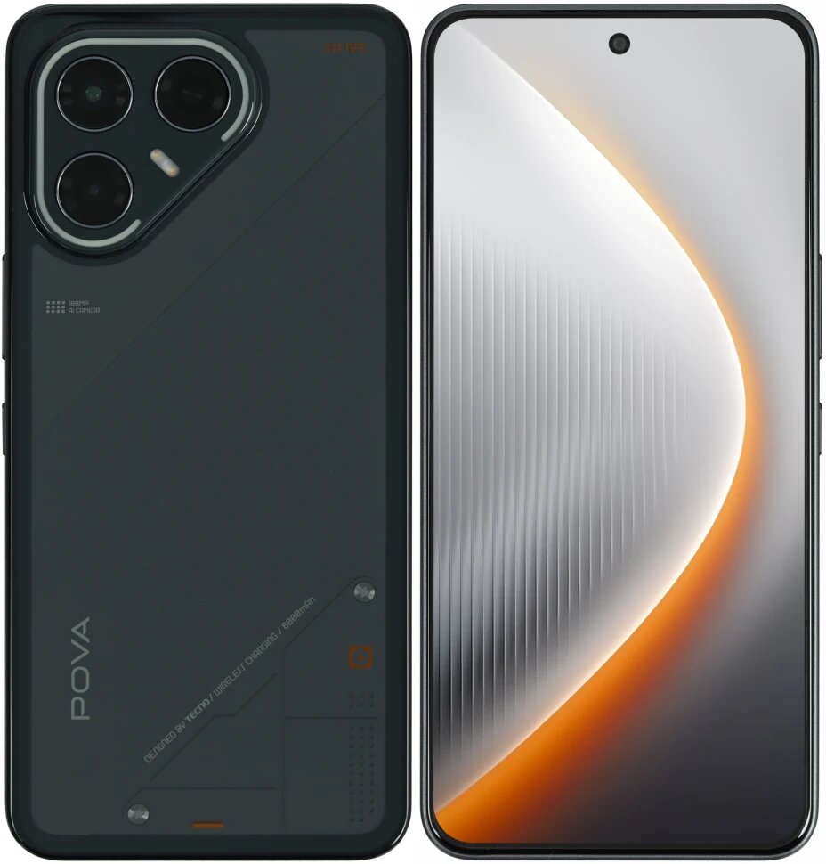 6.67" Смартфон Tecno POVA 7 Ultra 5G 12/256 ГБ, AMOLED, NFC, 6000 мА*ч, черный