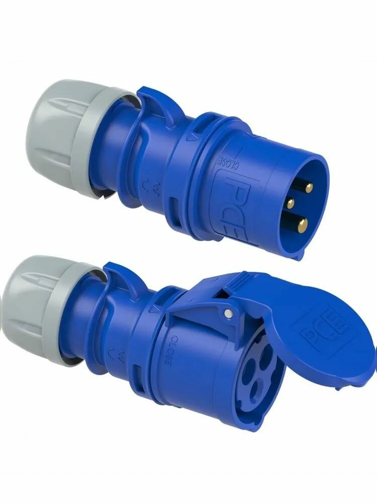 Розетка кабельная в комплекте с вилкой 32А 250V 1P+N+E IP44 PCE 023-6 223-6