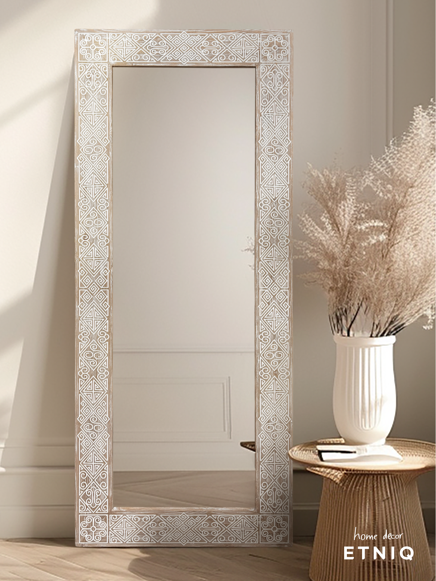 Большое зеркало Этник Папуа Дуб 70x170 см, цвет дуб, светло-коричневое, для спальни, в прихожую, в полный рост
