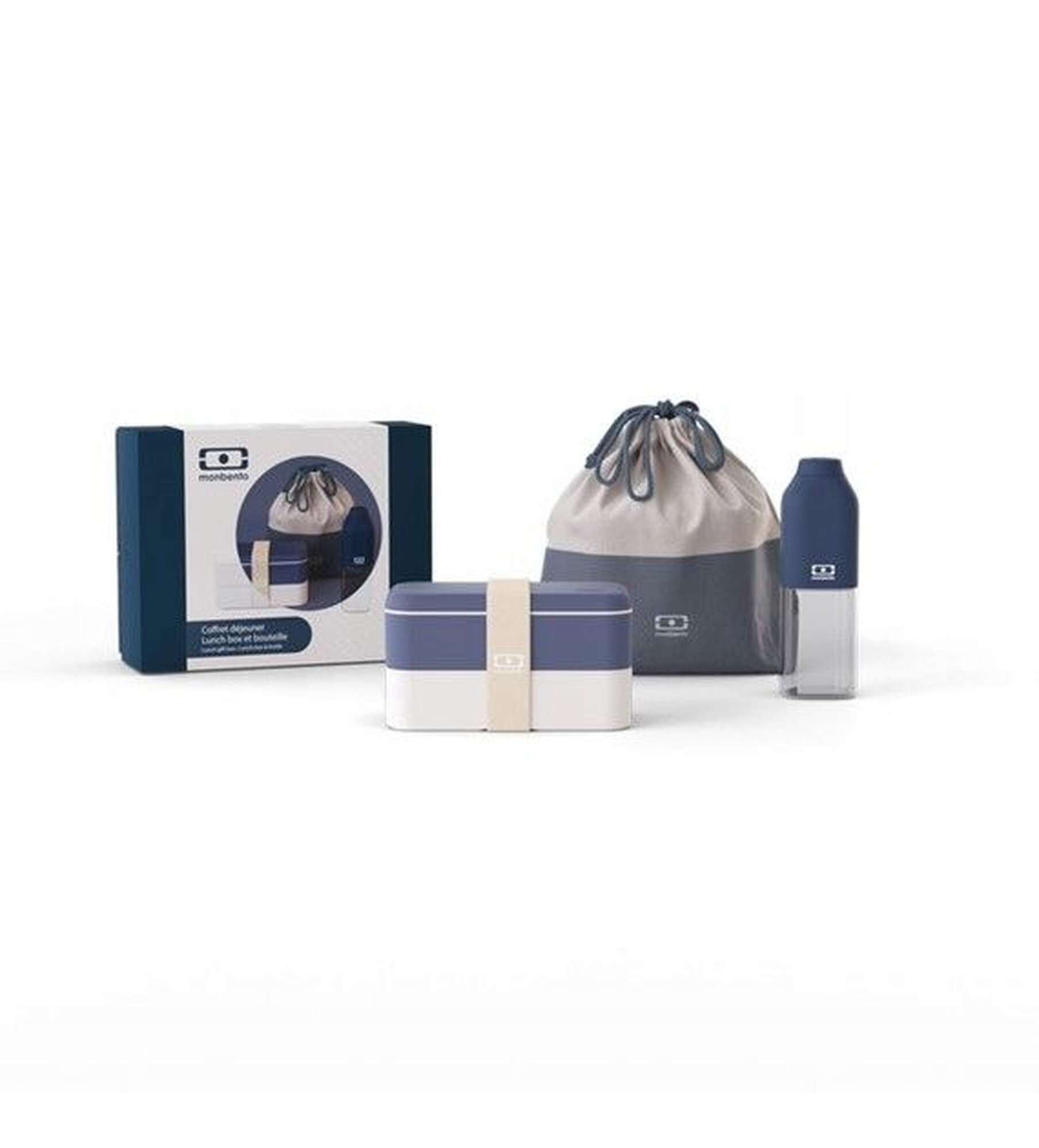 Набор ланч-бокс, бутылка, сумка Monbento Set GiftBox Blue Natural