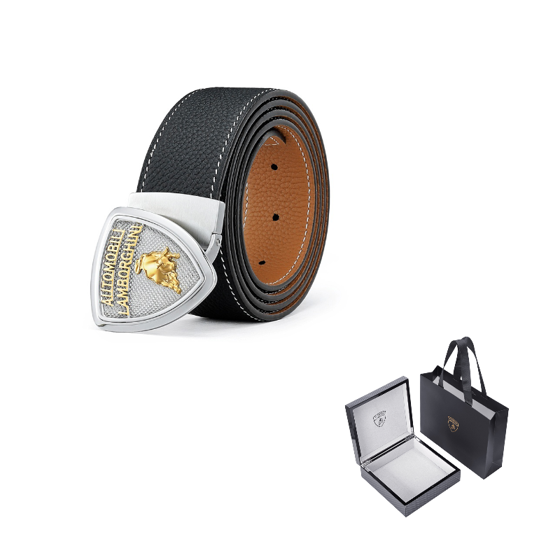Automobili Lamborghini Cow Leather Belts Men's 3.6cm 115cm