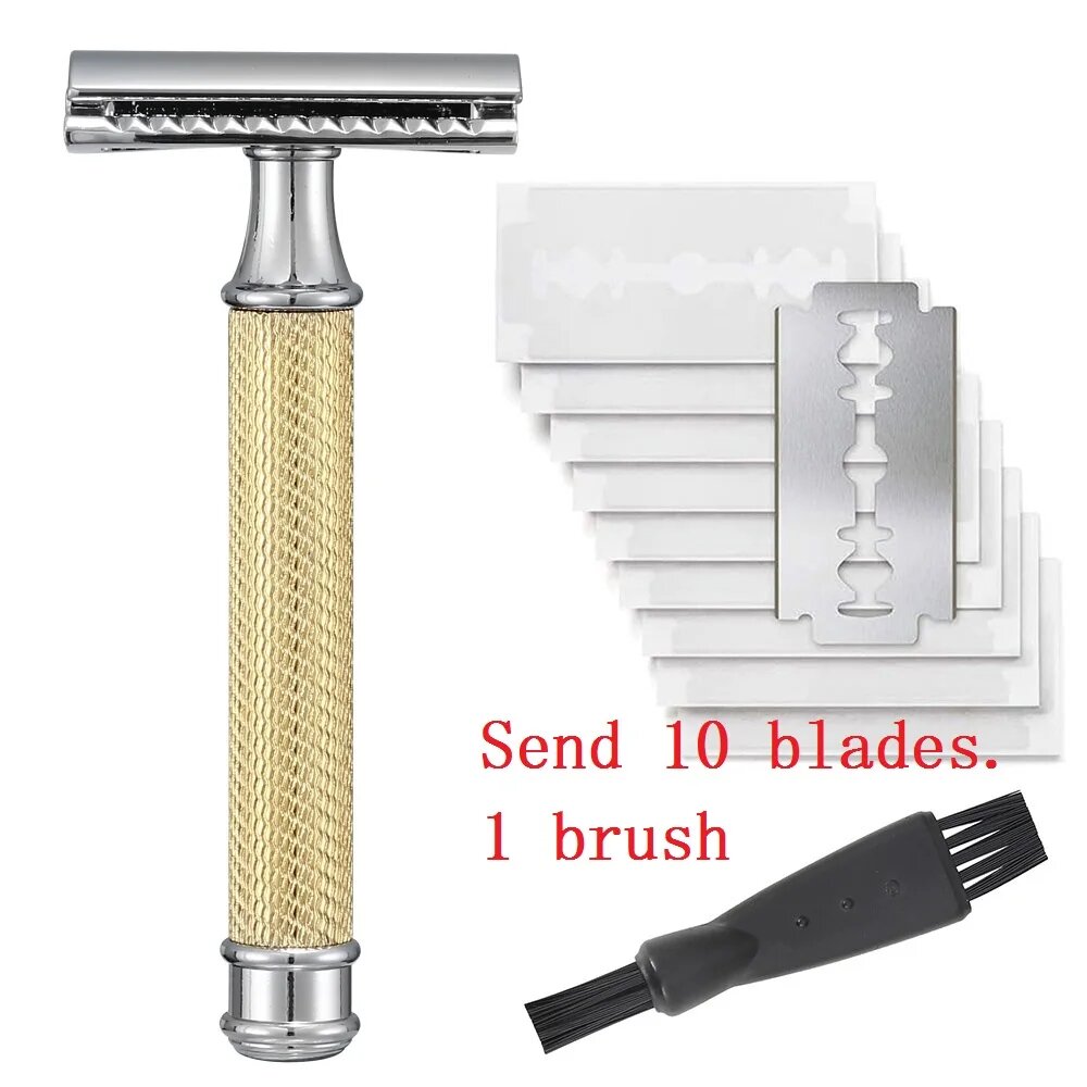 Мужская стальная винтажная бритва Gold