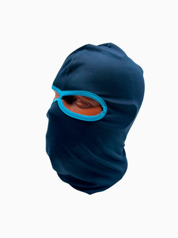 Подшлемник (балаклава) тёмно-синий с голубой окантовкой, 2 выреза для глаз, MC-990