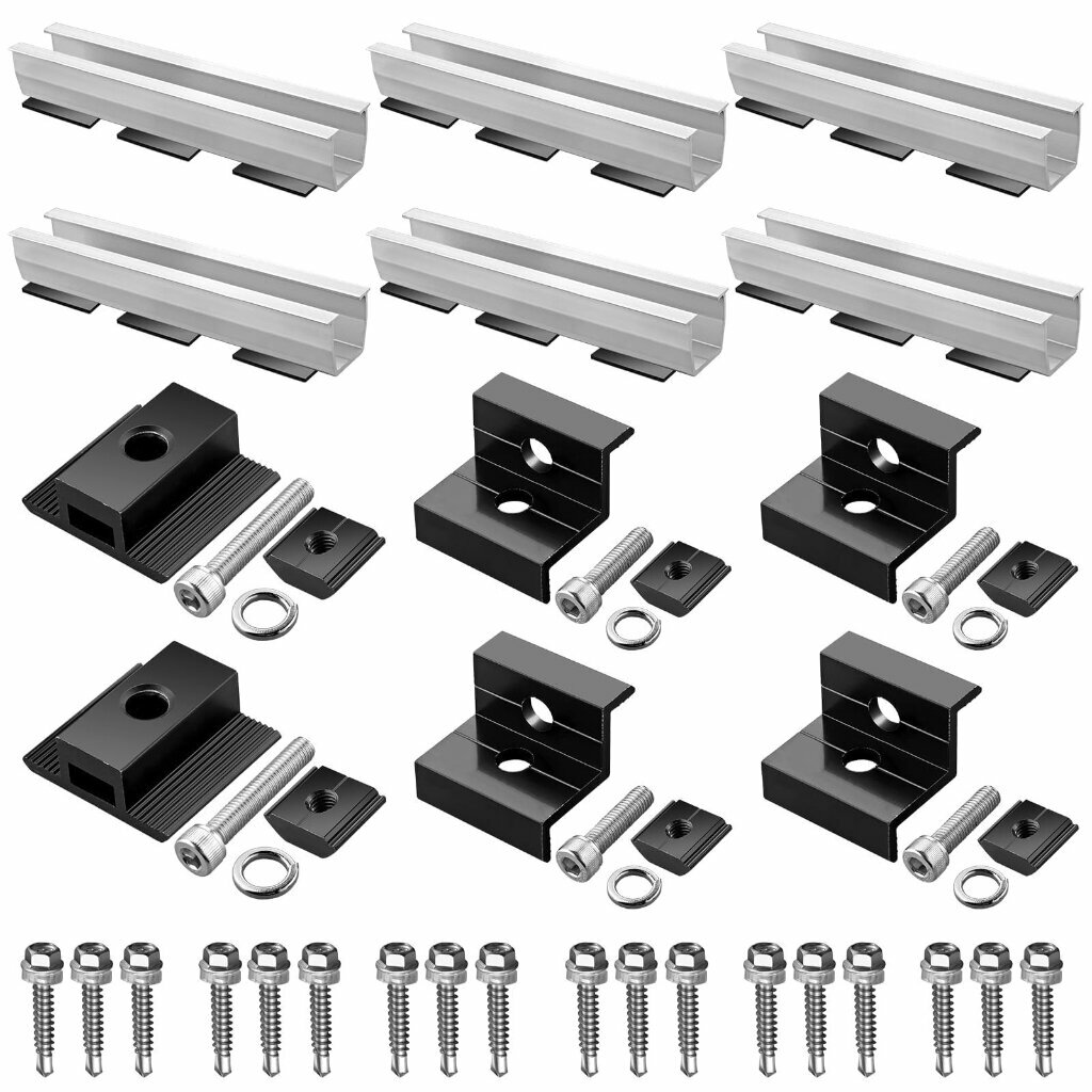 Черный U-образный направляющий профиль 12 см комплект боковых прижимов для фотогальванических креплений, 1 набор