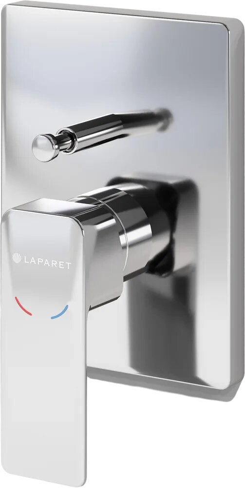 Встраиваемый смеситель для душа и ванны Laparet Geo N2187102LPT С внутренней частью, латунный, рычажный, настенный, хром, глянцевый, с керамическим картриджем