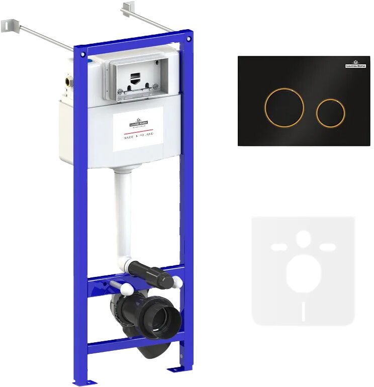 Инсталляция с кнопкой Lavinia Boho RelFix 77020036 42, 5 см, крепление к стене/к полу, кнопка для унитаза золотая, матовая