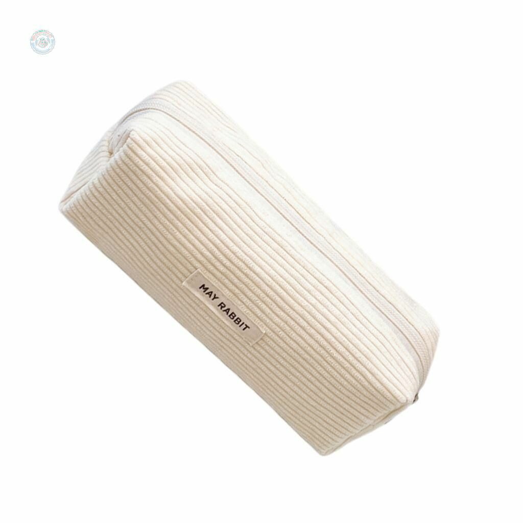 Бархатный пенал для ручек и косметики молочного цвета стильный органайзер для школы, офиса и путешествий