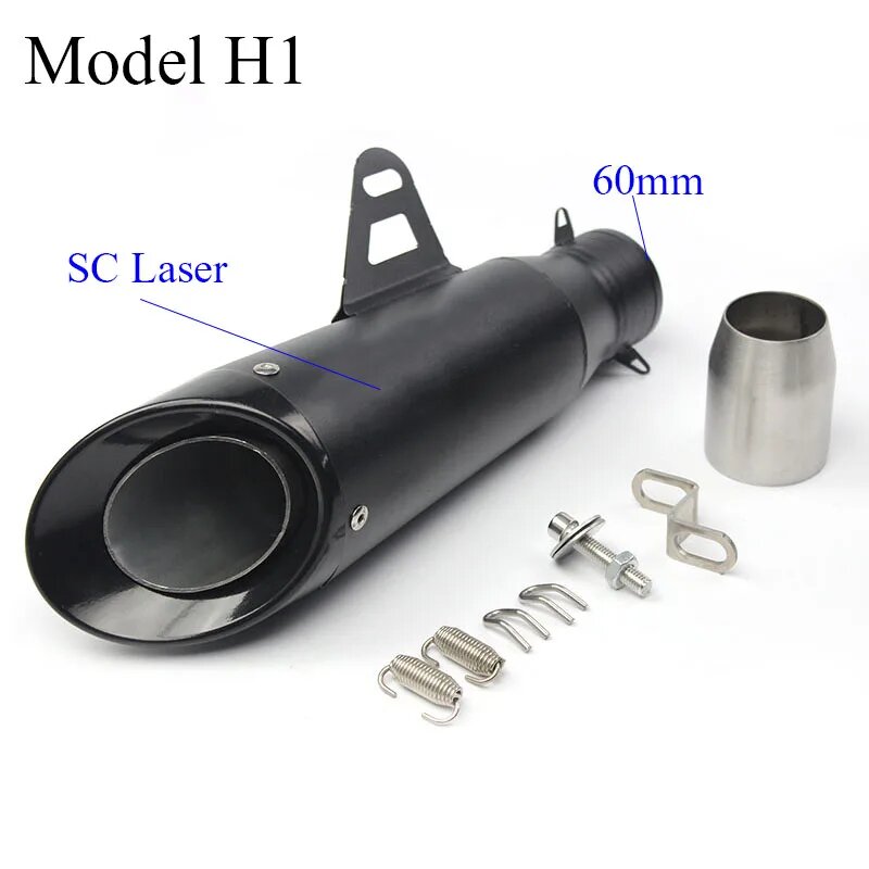 51 мм 61 Универсальный глушитель выхлопной трубы мотоцикла выхлопной трубы Escape Moto SC для R1 cb600f ZX6R MT07 cbr1000rr R3 RC390 Z650 NINJA250 велосипед Черный, H2