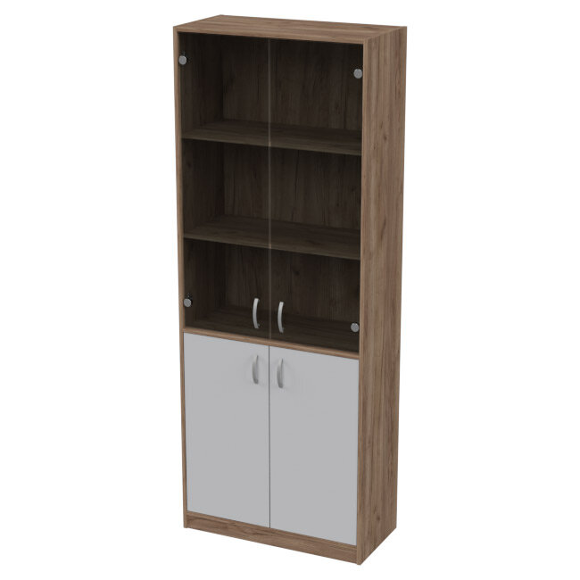 Шкаф Меб-фф Офисный шкаф ШБ-3+А-5 графит цвет Дуб Крафт+Серый 77/37/201