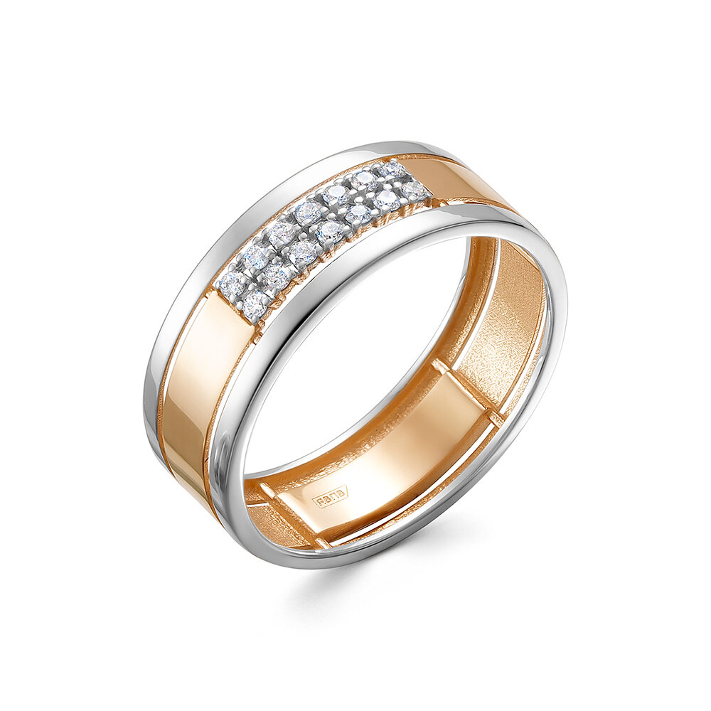 Кольцо обручальное, красное золото, 585 проба, бриллиант