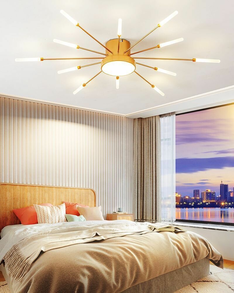 Современный потолочный светильник с золотым фейерверком, 13 ламп, 24 Вт, 8-15 квадратных метров. -hz