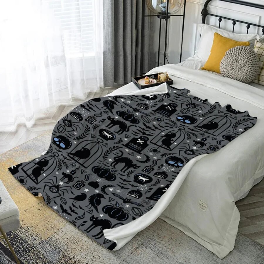 Одеяло на Хэллоуин, фланелевое покрытие из микрофибры, одеяло для спальни, гостиной, дивана, мягкое и удобное украшение для дома