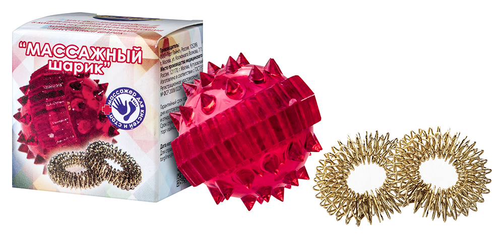 Массажер медицинский шарик с двумя кольцами