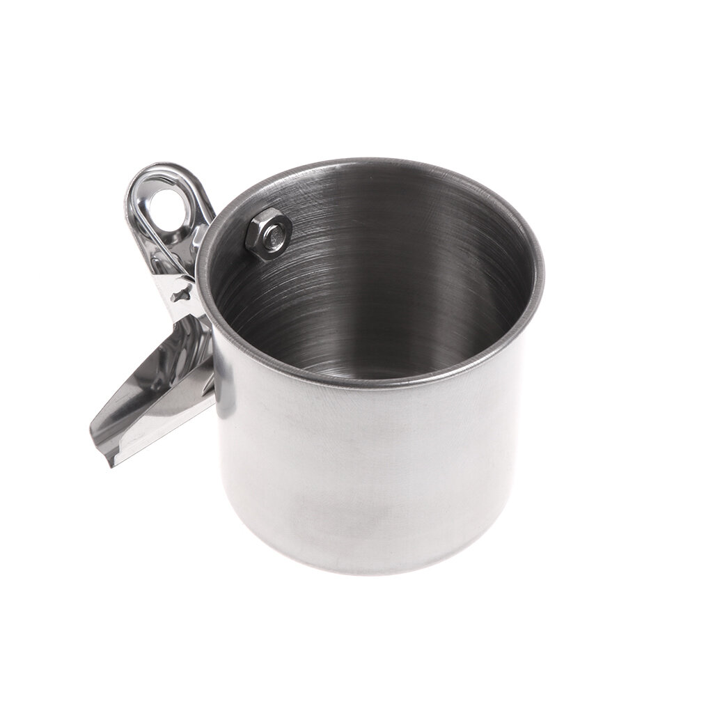 Еда и вода Для кормления птиц Одиночные чашки с зажимом Подставка для клетки попугая из нержавеющей стали