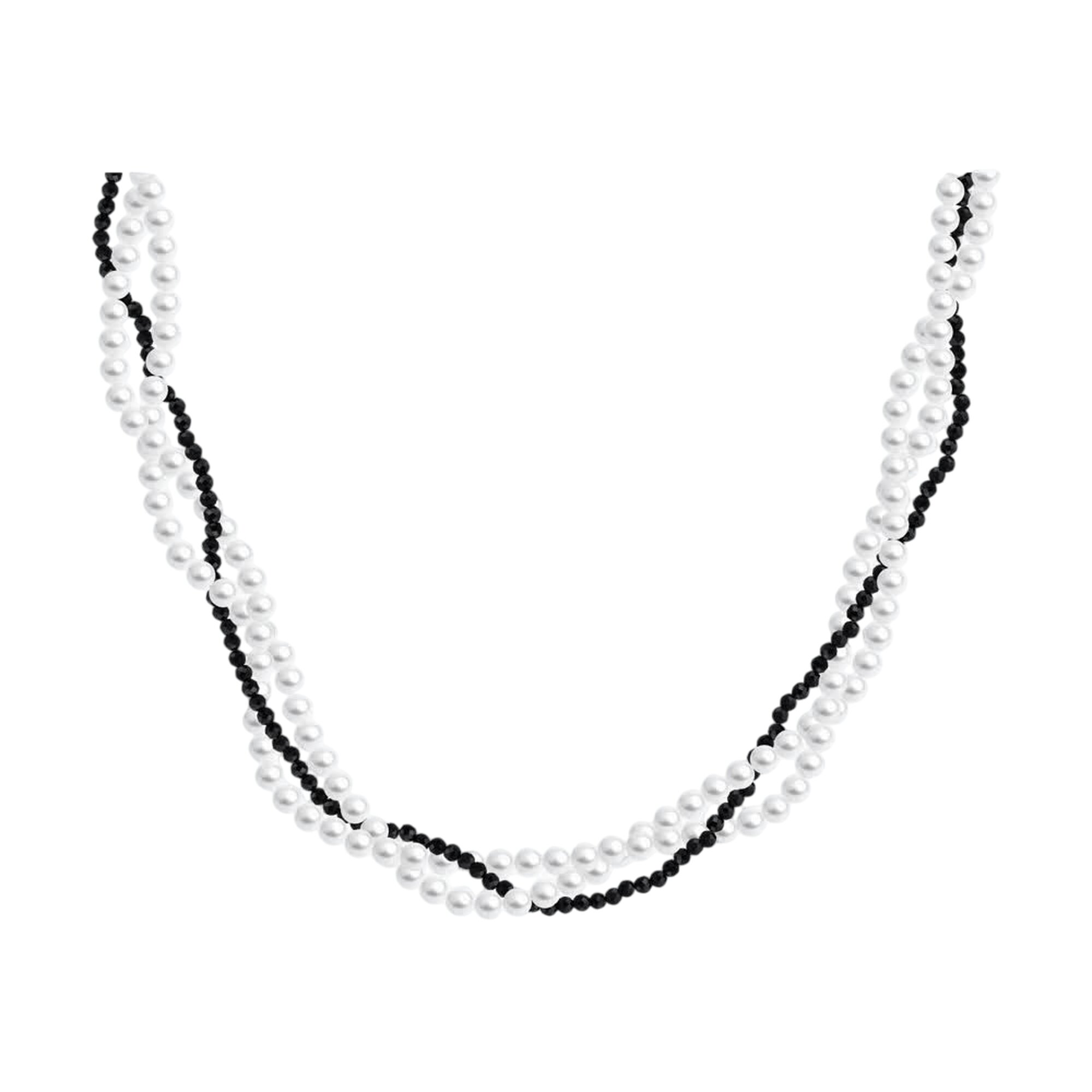 Колье, серебро, 925 проба, родирование, шпинель, жемчуг