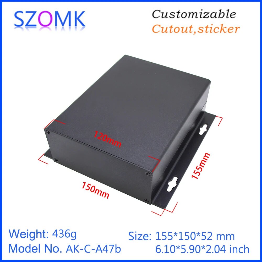 1 шт, серебристый экструзионный корпус из анодированного алюминия для электроники, экструдированный алюминиевый корпус устройства, корпус прибора, AK-C-A47b