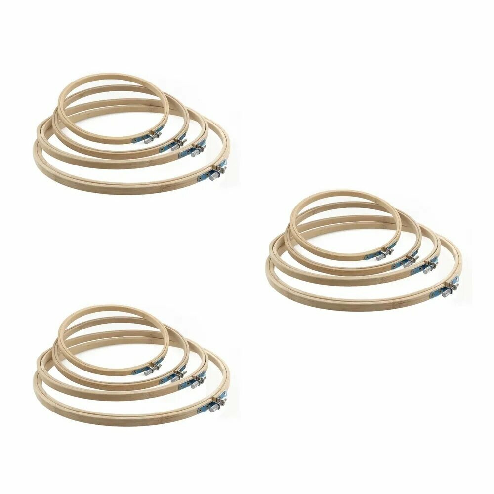 Бамбуковые пялецы набор для вышивки крестом с кольцами 17-26 см натурального цвета