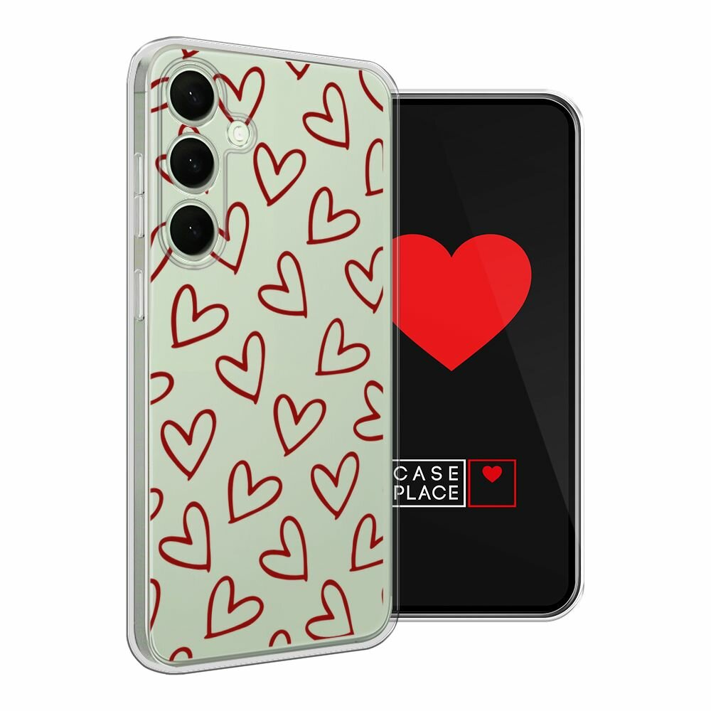 Чехол на Samsung Galaxy S25 Plus / Самсунг S25 Плюс с принтом "Little hearts doodles 2 - 14 февраля", прозрачный — фото 1