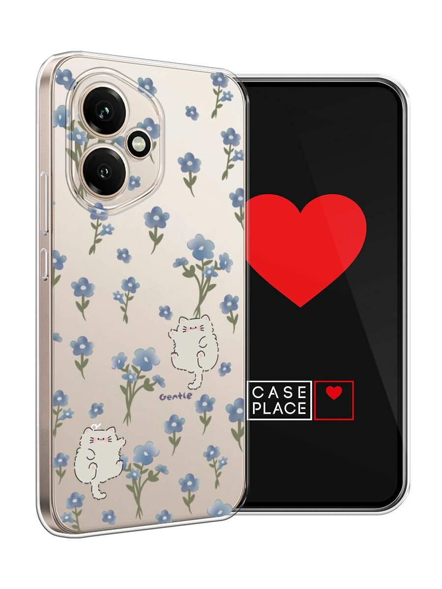 Чехол на Honor 400 / Хонор 400 с принтом "Gentle cats", прозрачный — фото 1