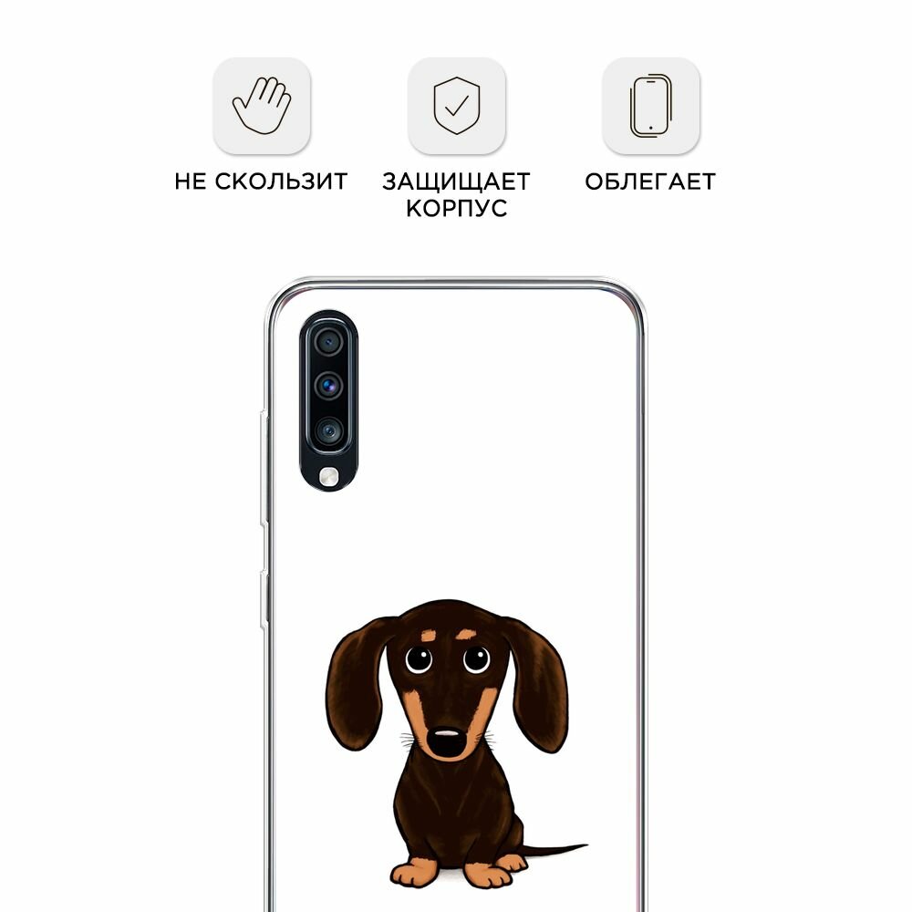 Чехол на Samsung Galaxy A70 / Самсунг Галакси А70 с принтом "Маленькая такса" — фото 1