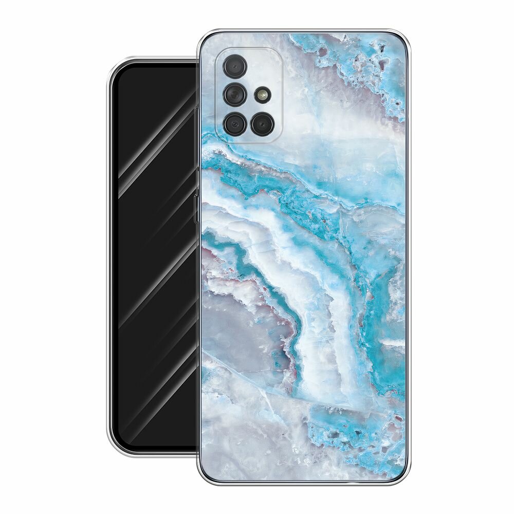 Чехол на Samsung Galaxy A71 / Самсунг Галакси А71 с принтом "Нежно-голубой мрамор" — фото 1