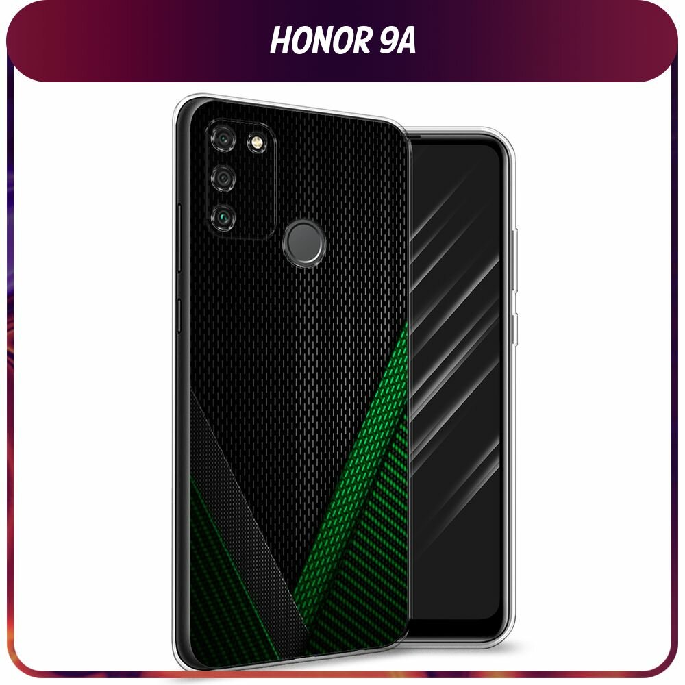 Силиконовый чехол на Honor 9A / Хонор 9А с принтом "Зеленый карбон"
