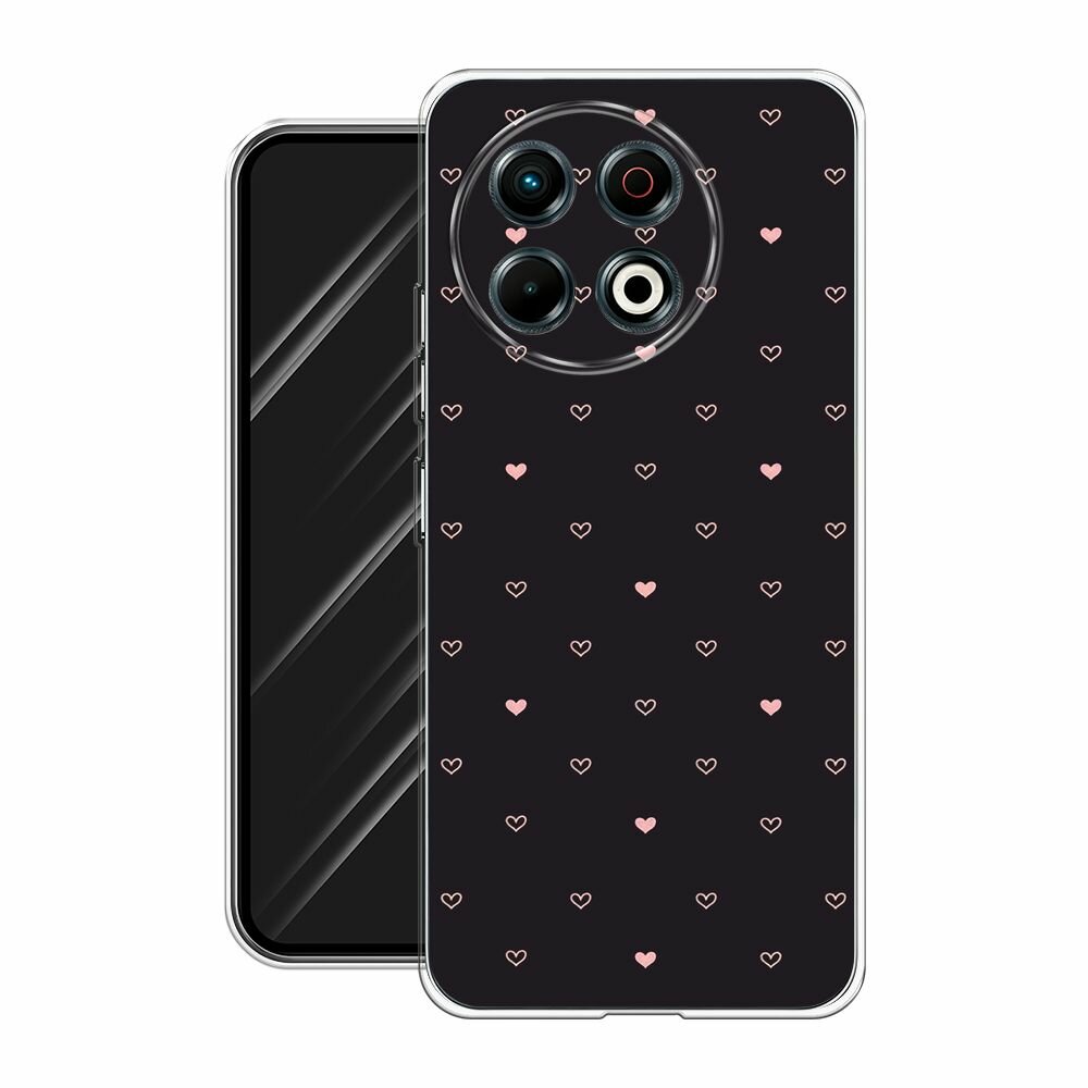 Чехол на Tecno Spark 30 Pro / Текно Спарк 30 Про с принтом "Черный фон и сердечки" — фото 1