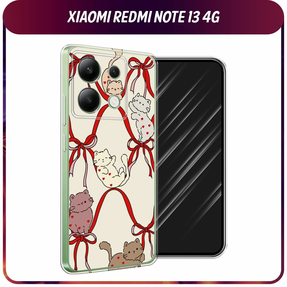 Чехол на Xiaomi Redmi Note 13 4G (Global) / Сяоми Редми Нот 13 4G с принтом "Котики в ленточках 1"