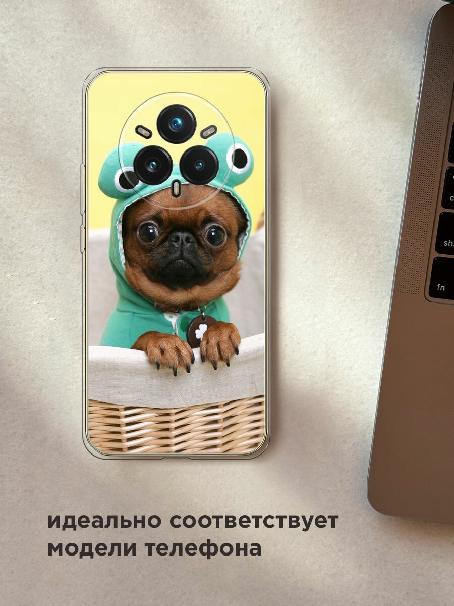 Чехол на Realme 14 Pro+ / Реалми 14 Про+ с принтом "Собачка в шапке лягушки" — фото 1
