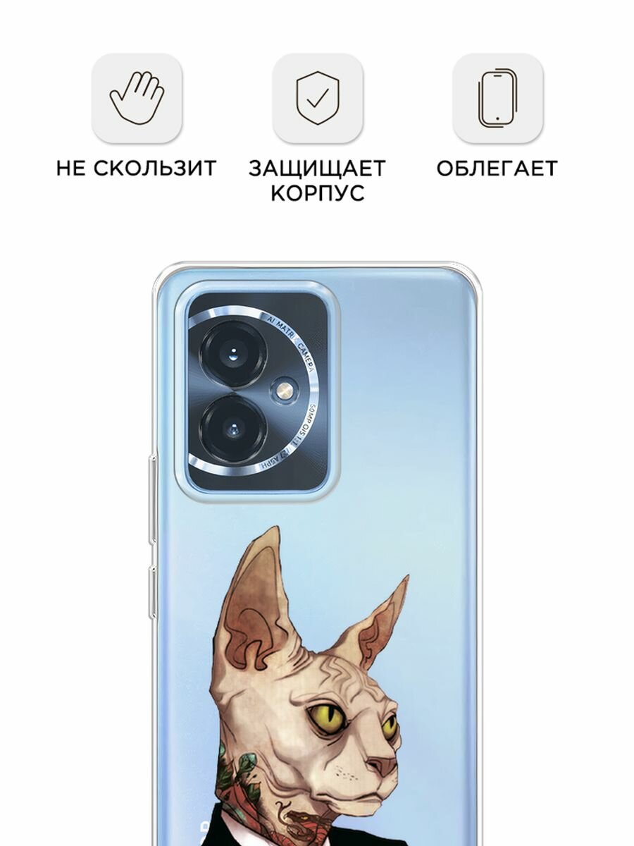 Чехол на Honor 100 / Хонор 100 с принтом татуированный сфинкс, прозрачный — фото 1
