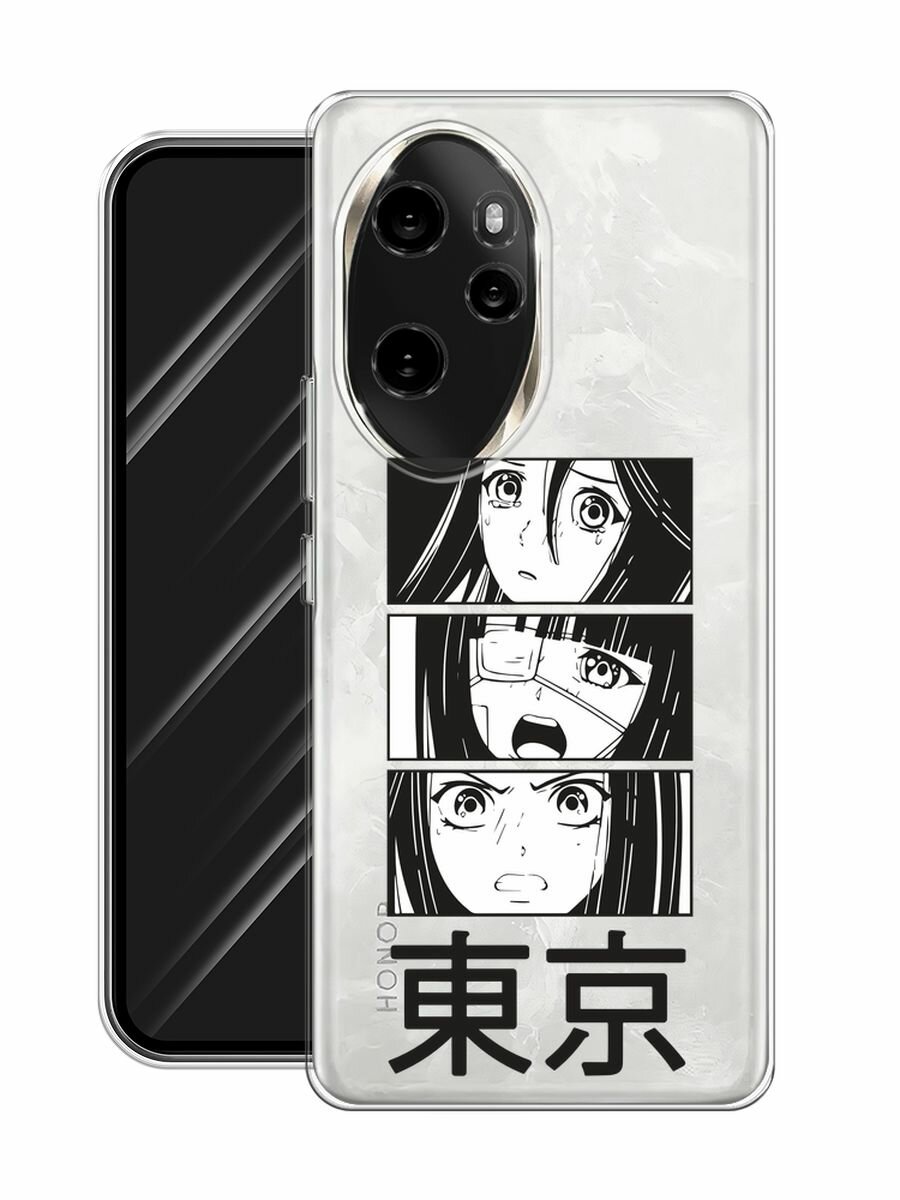 Чехол на Honor 100 Pro / Хонор 100 Про с принтом "Tokyo girls", прозрачный — фото 1