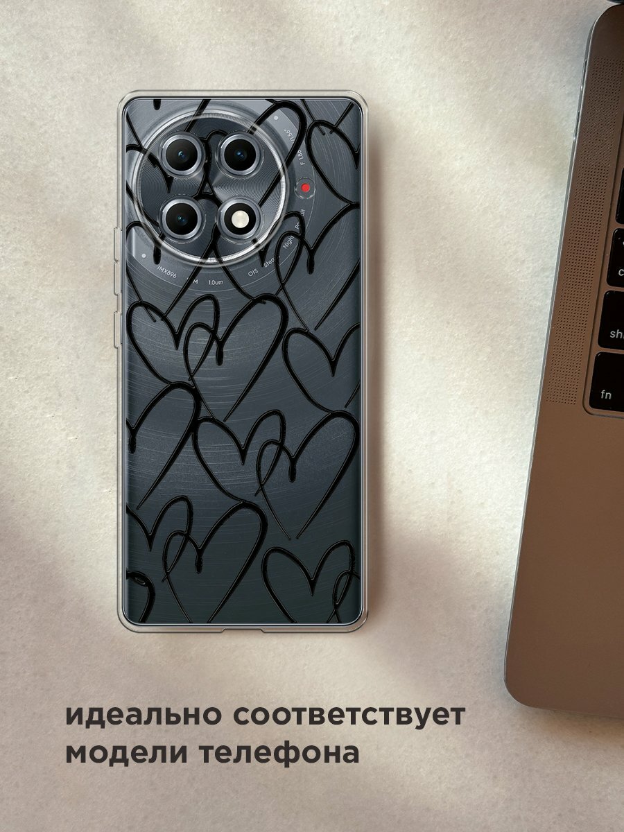 Чехол на Tecno Camon 30S Pro / Текно Камон 30S Про с принтом "Hearts doodle black 1" — фото 1