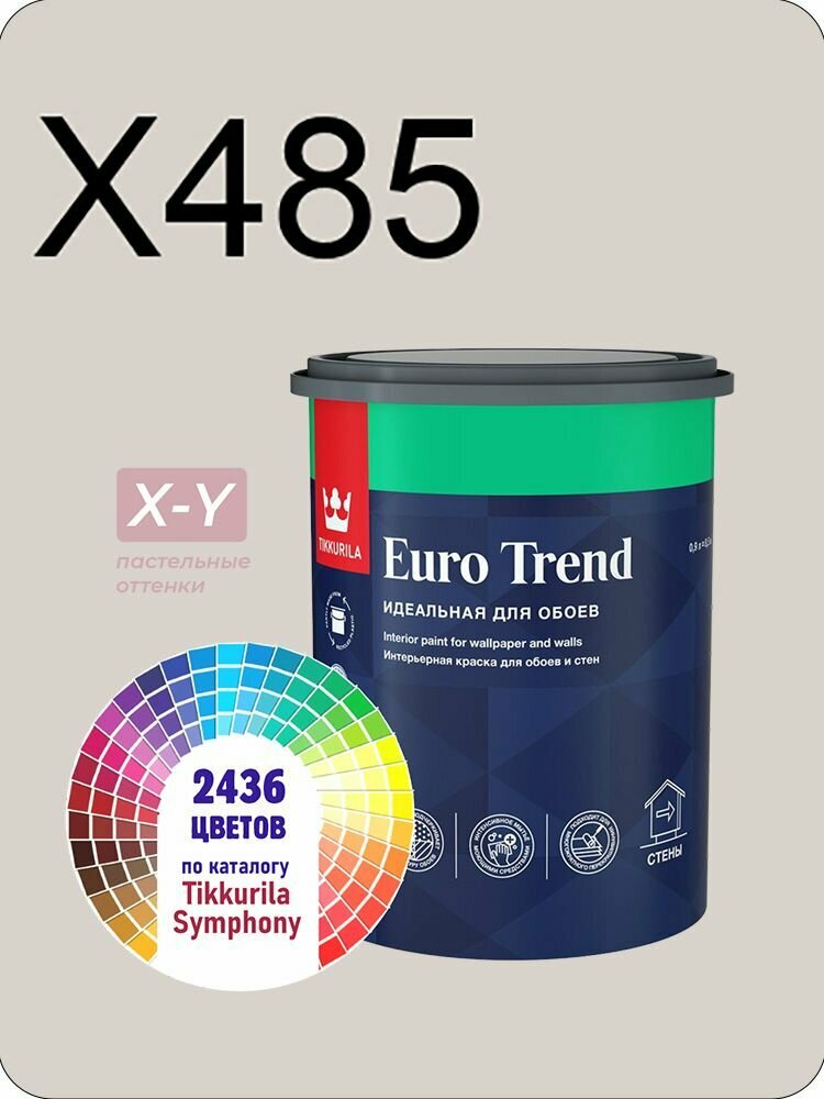 Краска для обоев Tikkurila Euro Trend 0,9л. пастельные оттенки X485